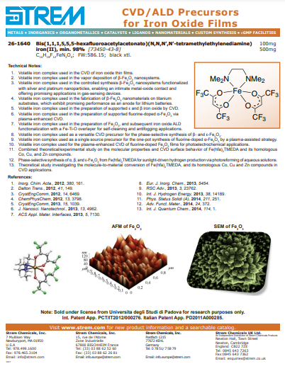 Literature Sheets - CVD, ALD Precursors